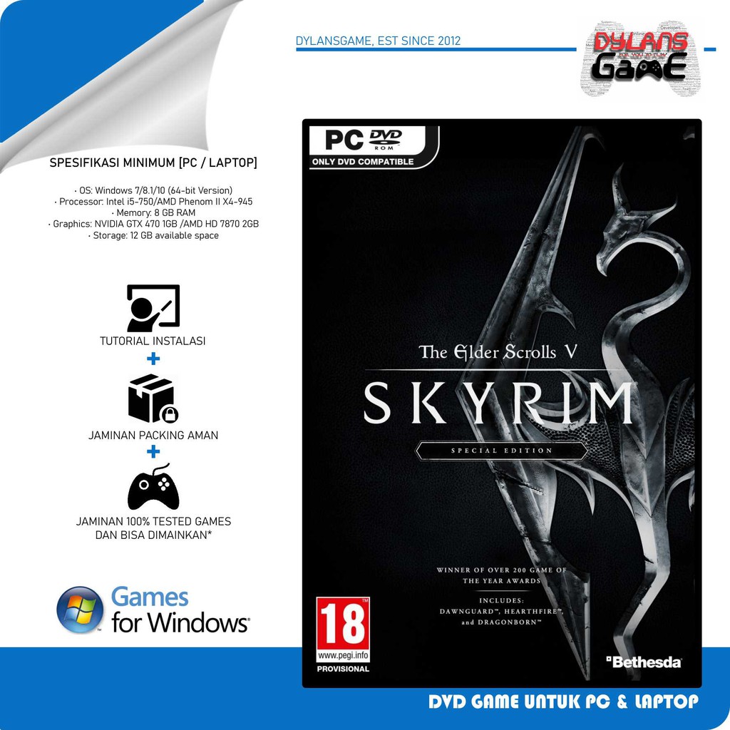 Jual THE ELDER SCROLLS V SKYRIM SPECIAL EDITION PC GAMES DVD GAME ...