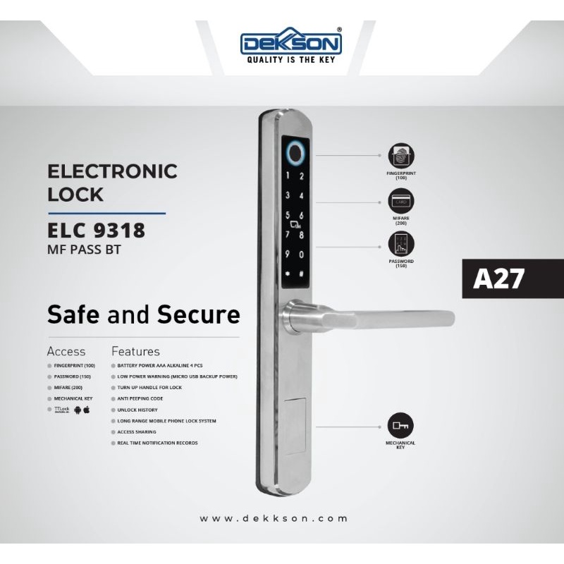 Jual Electronic Lock Dekkson Smart Door Lock Kunci Pintu Digital ...