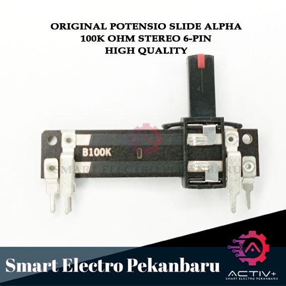 Jual ORIGINAL POTENSIO SLIDE ALPHA 100K OHM STEREO LINEAR 6 PIN ...