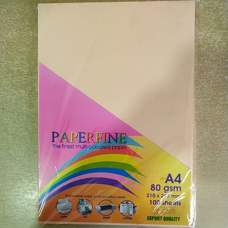 Jual Kertas Paperfine A4 80 Gram 100 Sheet - Kertas HVS Warna | Shopee ...
