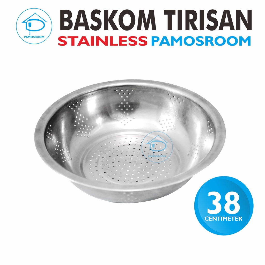 Jual Pamosroom Baskom Saringan Stainless 38cm Baskom Tirisan Buah Sayur ...
