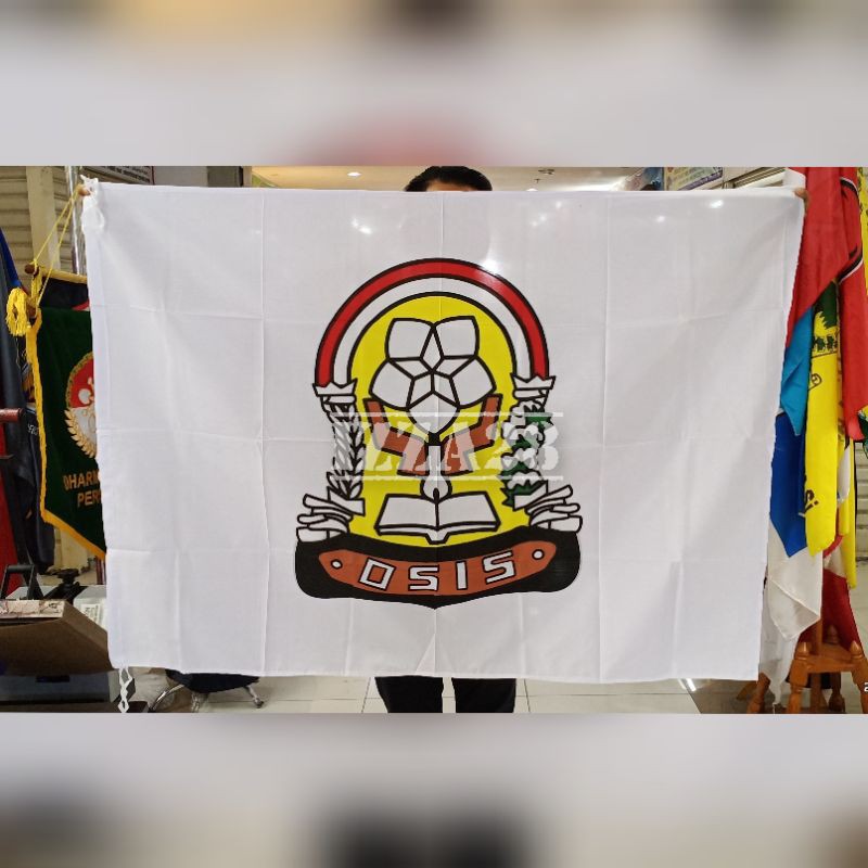 Jual bendera logo osis SMP Ukuran 90 cm x 135 cm untuk didalam ruangan ...
