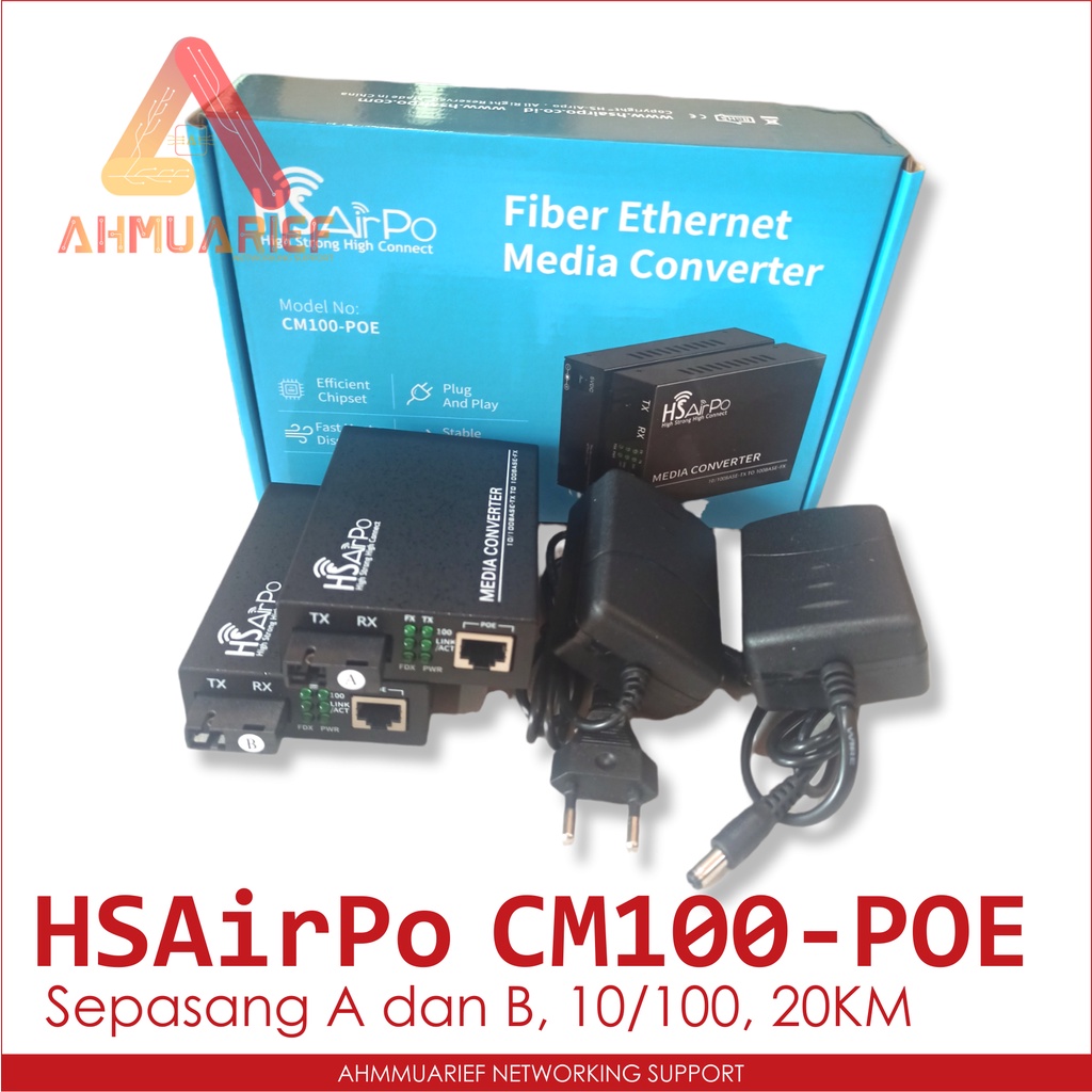 Jual HSAirPo HS AirPo CM100 Support POE Fiber Optik Media Converter 100Mbps 20KM | Shopee Indonesia
