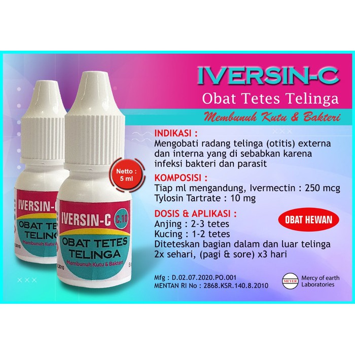 Jual IVERSIN-C Drop 5ml - obat tetes telinga hewan | Shopee Indonesia