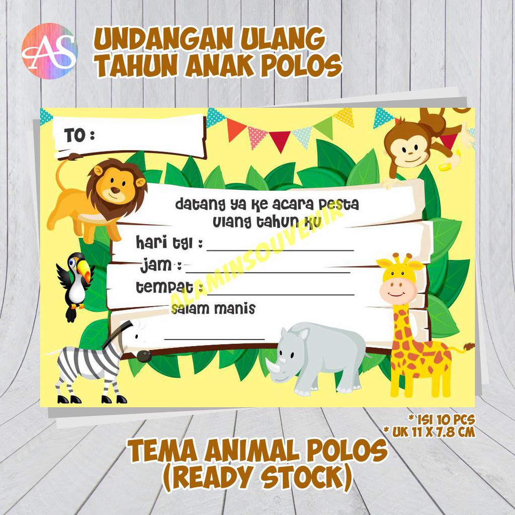 Jual Undangan Invitation Ulang Tahun Anak Birthday Tema Unik Animal ...