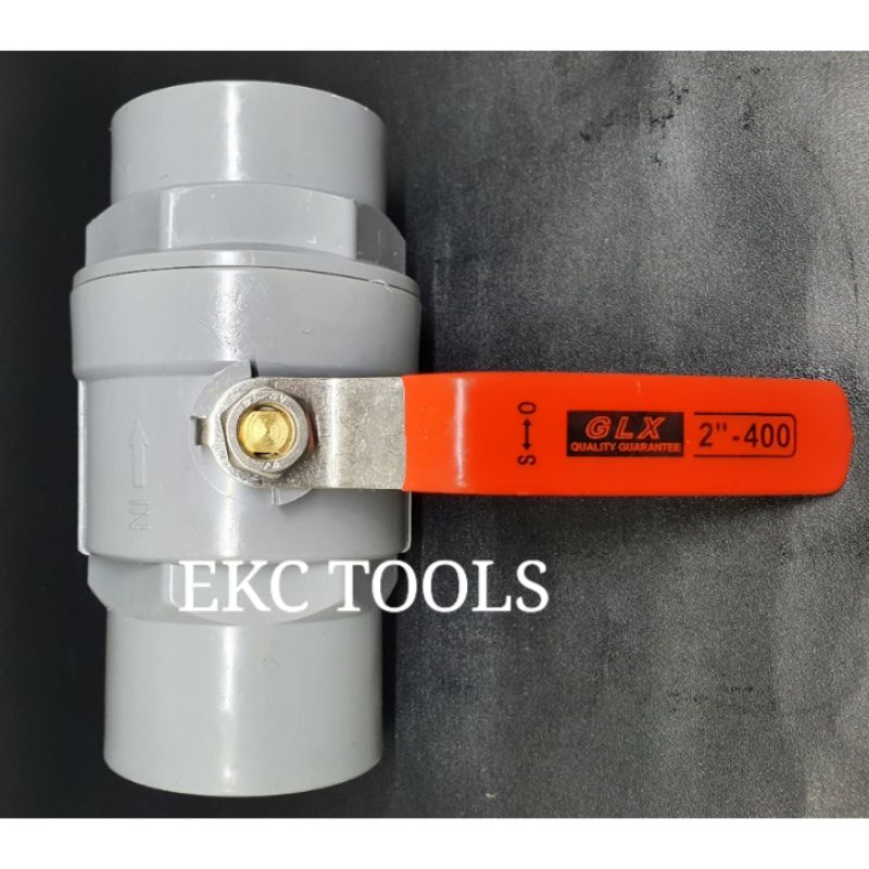 Jual GLX Ball Valve Pvc Stop Kran Pvc Gagang Stainless 1" 2" Inch | Shopee Indonesia