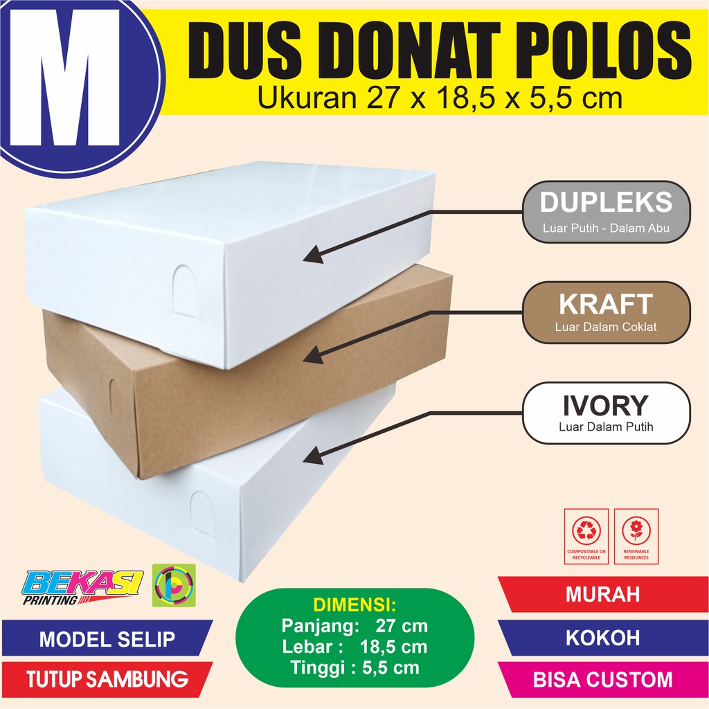 Jual DDM Dus Packaging Donuts Box Kotak Kemasan Donat Polos Foodgrade ...