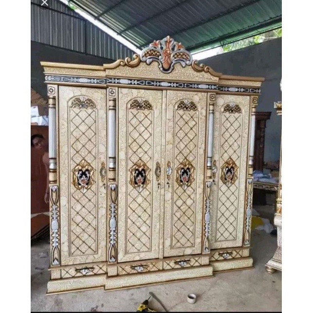 Jual LEMARI CINTA MODEL SPANYOL ALMARI PAKAIAN 4PINTU LEMARI UKIR MEWAH ...