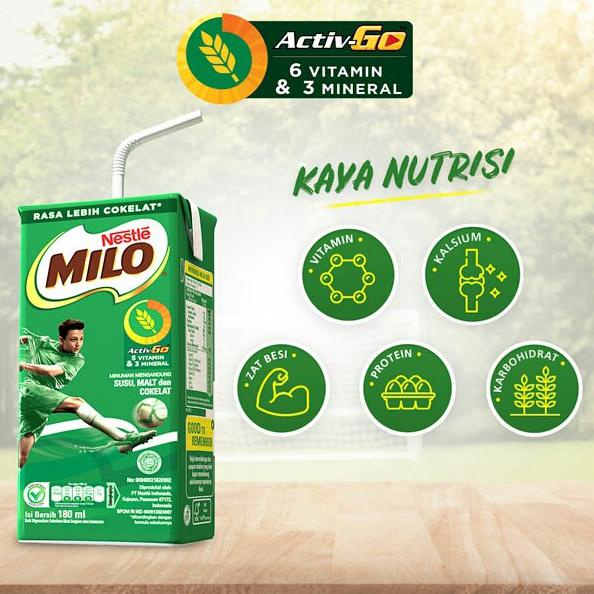 Jual MILO ACTIV-GO UHT SUSU COKLAT 180ML 1 KARTON ISI 36 PCS | Shopee ...