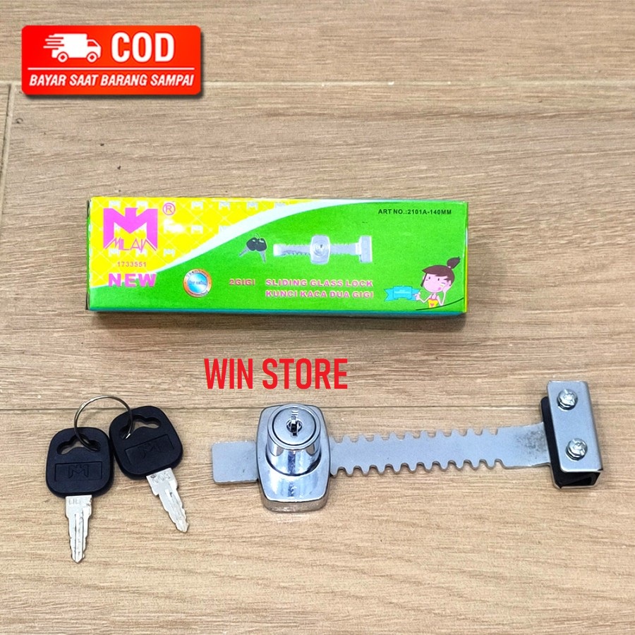 Jual Pengunci rak steling kaca 2 gigi lemari kunci sliding glass lock ...