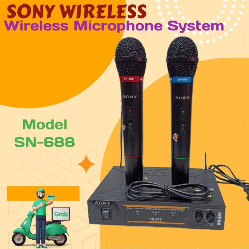 Jual Mic Sony Microphone Double Wireless UHF Suara mantap - Hitam ...