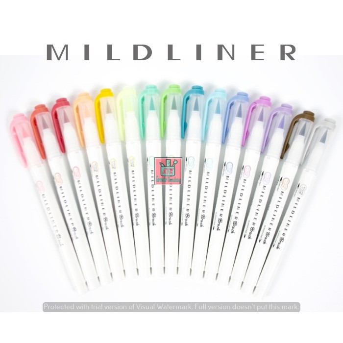 Jual Mildliner Brush Pen Zebra #WFT8 Double Ended Highliter Tip Pastel Brush & Super Fine Satuan ...