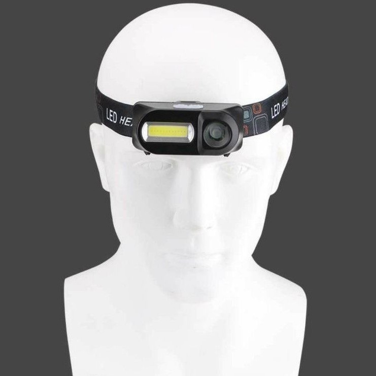 Jual Headlamp LED COB 3 Mode FREE BATERAI/Double Light | Shopee Indonesia
