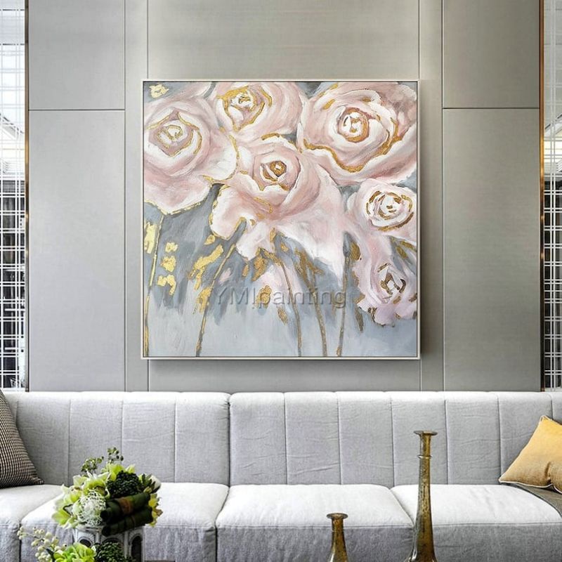 Jual Lukisan Bunga Texture Gold Minimalis uk/60x70cm sdh dilengkapi ...