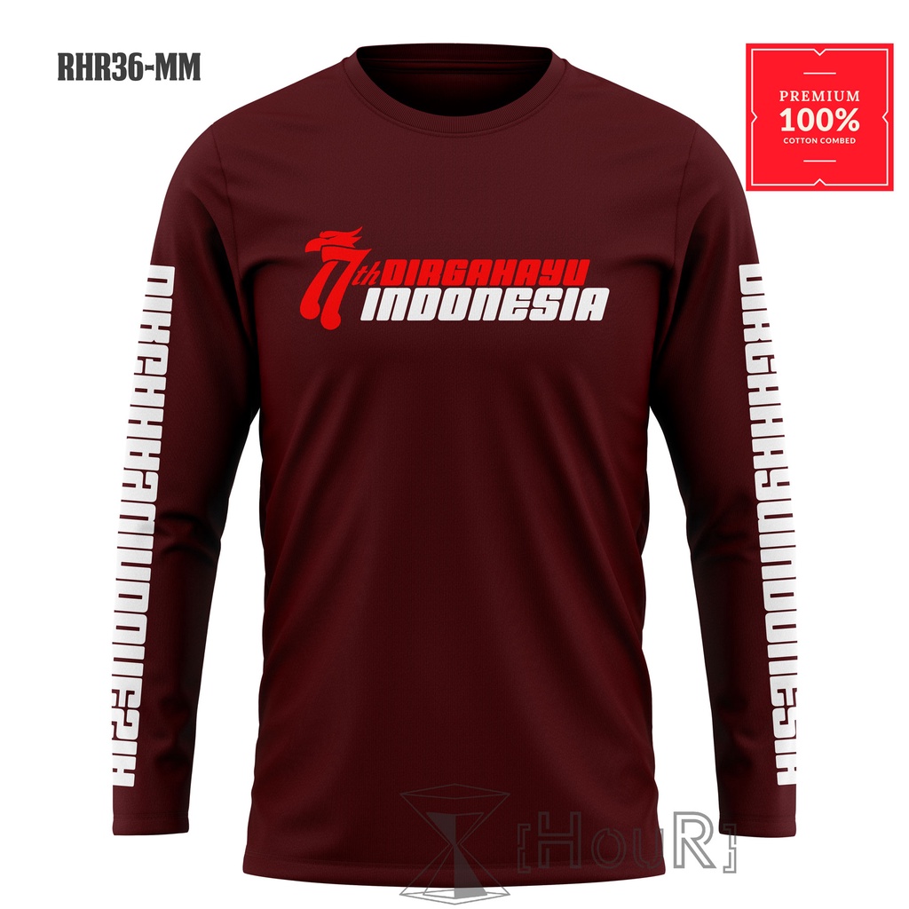 Jual Baju Kaos 17 Agustusan Lengan Panjang Indonesia Hut RI ke 77 Tahun Republik Indonesia ...