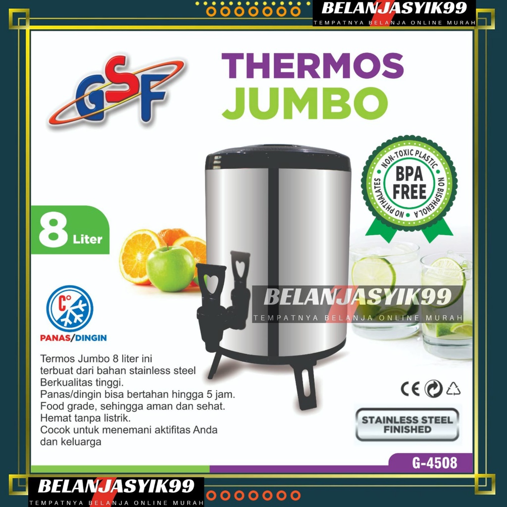 Jual THERMOS JUMBO 8 LITER GSF G-4508 / WATER JUG MILK TEA BUCKET ...