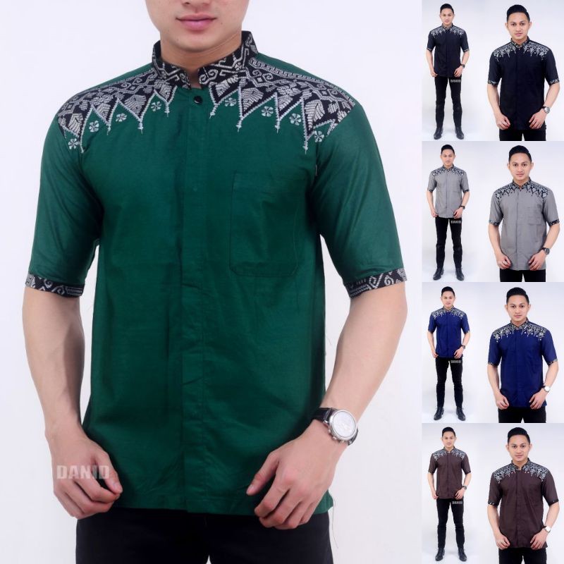 Jual Koko Batik Fashion Muslim Kombinasi C07 Al Haramain Hijau M/L/XL ...