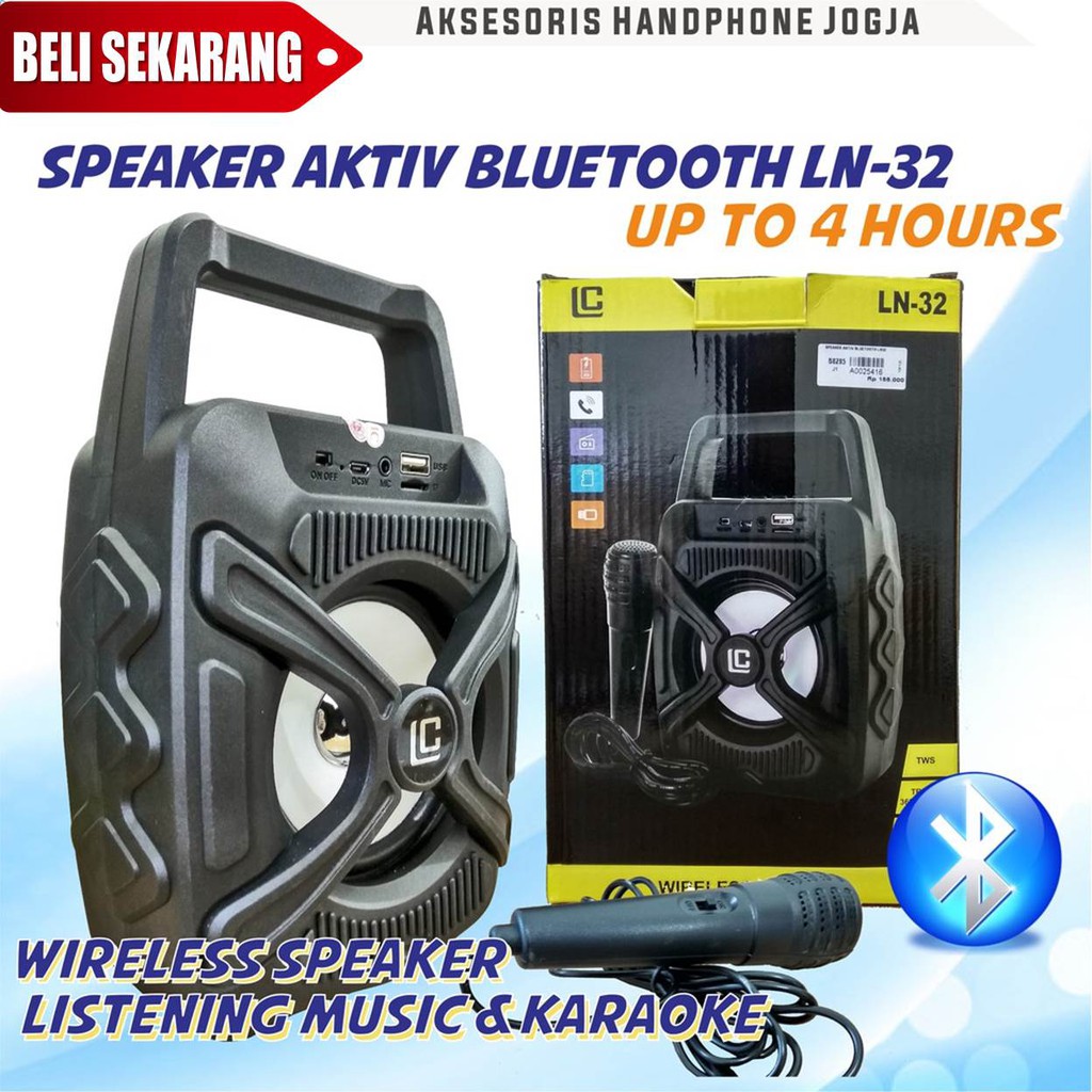 Jual SPEAKER AKTIF BLUETOOTH LN32 PORTABLE MICROPHONE KARAOKE LED LIGHT ...