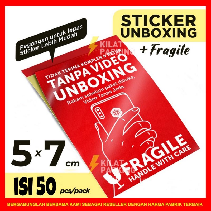 Jual Sticker Unboxing +FRAGILE Rusfet | Label Tempelan WAJIB VIDEO ...