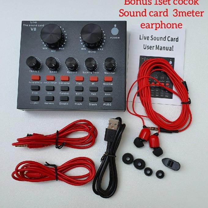 Jual Microphone V8 Sound card Audio Handphone Komputer Live Wired ...