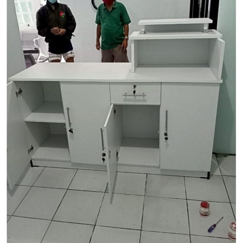 Jual MEJA KASIR HITAM PUTIH LOGO POLOS /meja laundry / MEJA RESEPSIONIS ...