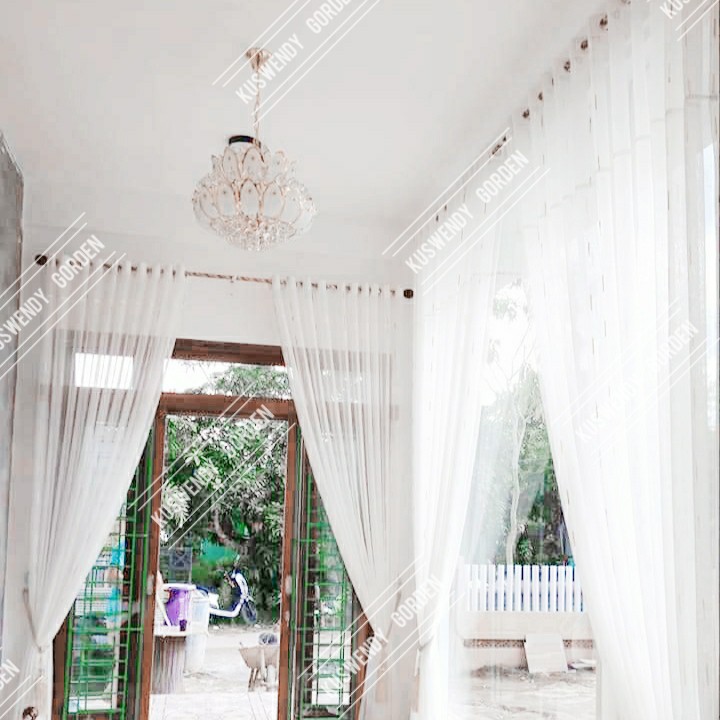 Jual Gorden Vitrase Smokring 200 x 250cm Tinggi 3 meter Hordeng Putih Polos Jendela Pintu Tirai ...