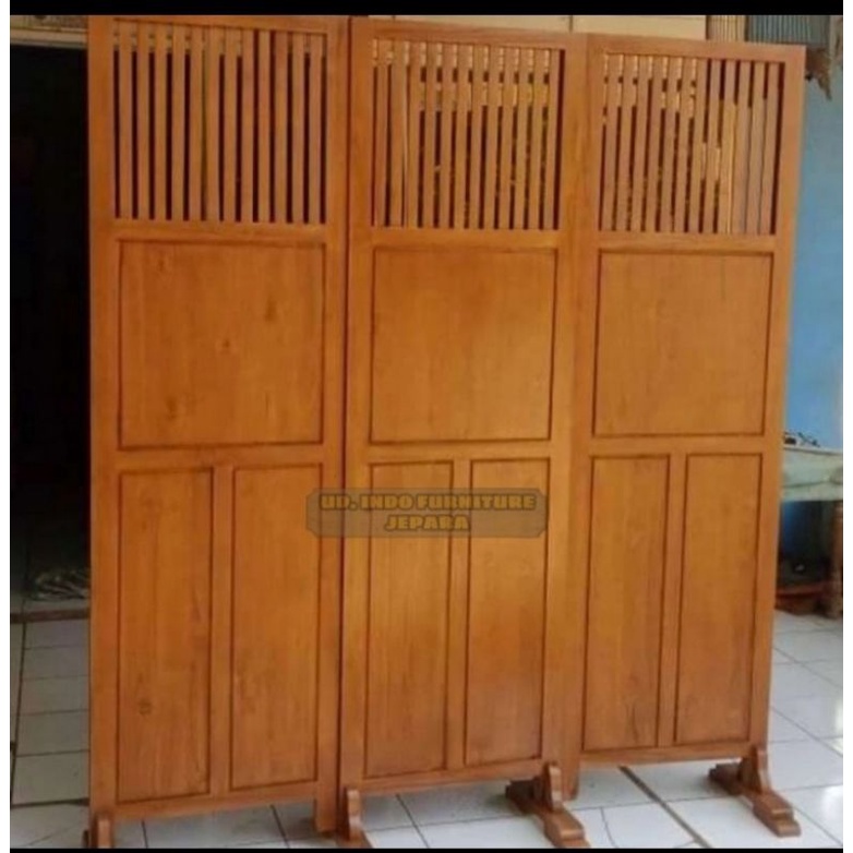 Jual sketsel partisi penyekat pemisah ruangan pintu 3 kayu jati ...