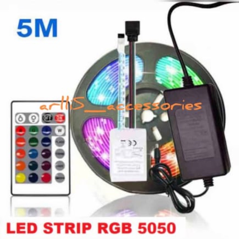 Jual Led Strip 5050 RGB Komplit Remote+Controller+Modul+Adaptor 12V 3A ...