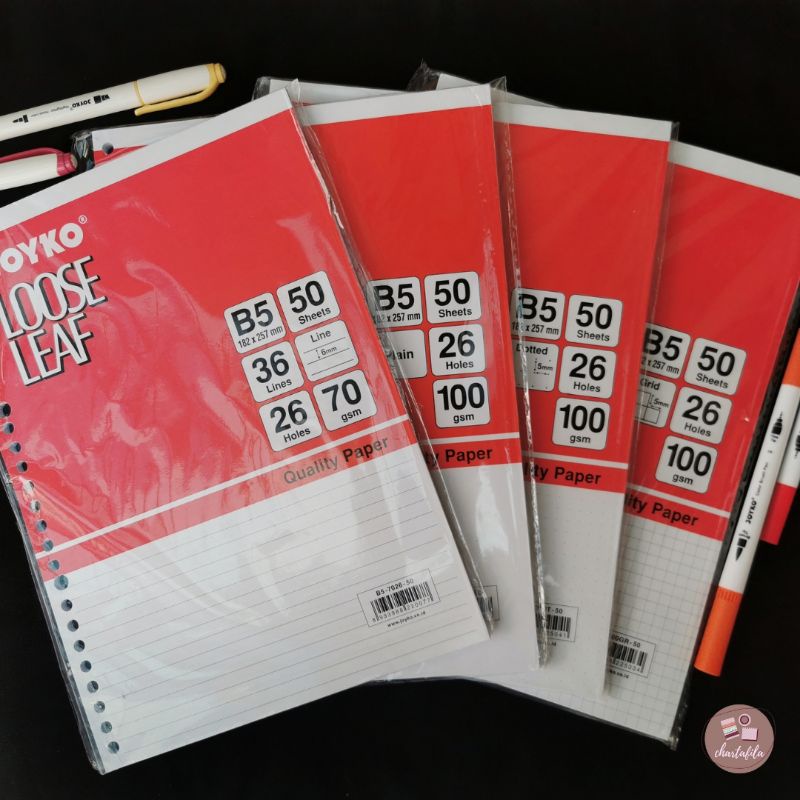 Jual Loose Leaf B5 100 Gsm Joyko Grid / Dotted / Ruled / Blank - Kertas File / Isi Binder / Grid ...