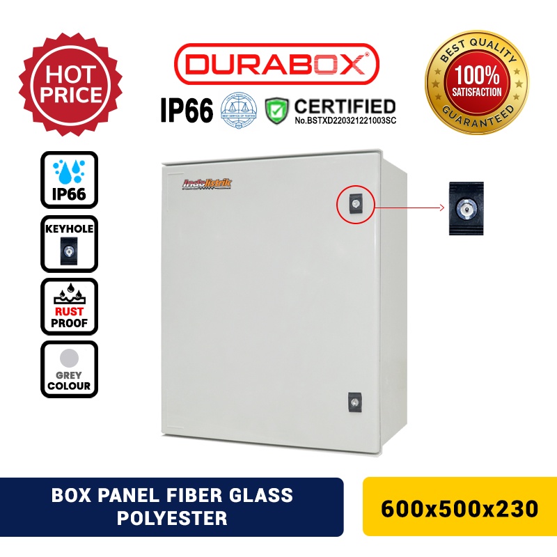 Jual Box Panel Fiber Glass 50x60 x 23 cm IP65 Water Resistant Durabox ...