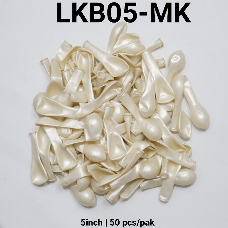 Jual LKB05-MK Balon latex 5 inch 1 pak 50 metalik tebal putih white ...