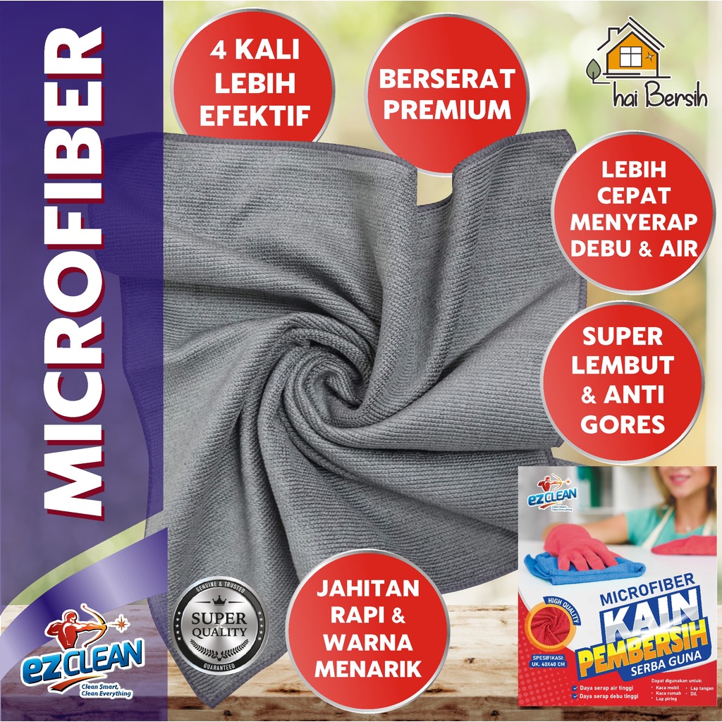 Jual Kain Lap Microfiber EZ Clean 40x40 Mobil Motor Lap Kaca Meja ...