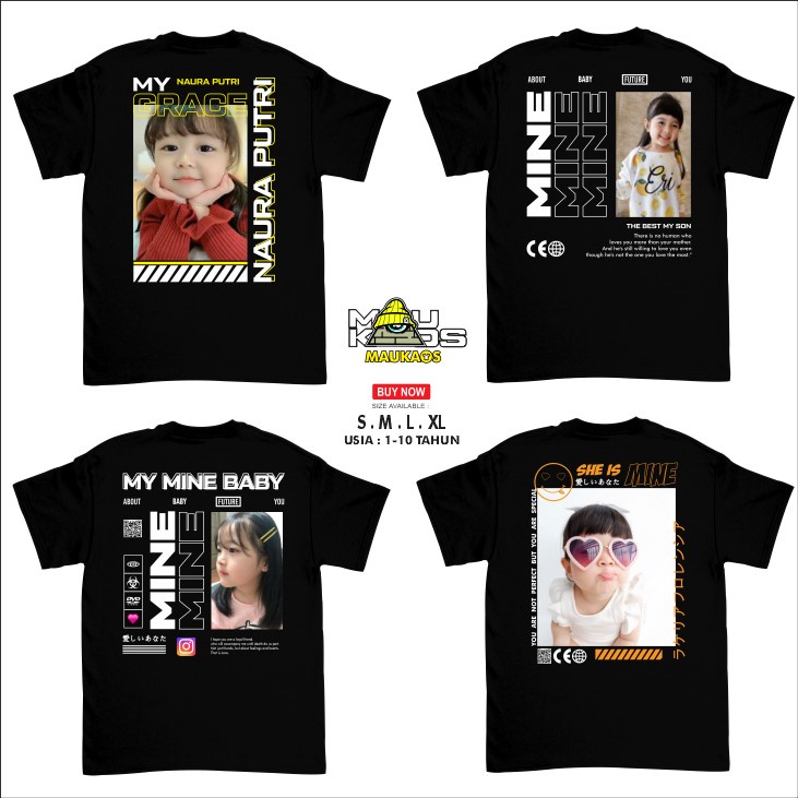 Jual TRIANGLE Kaos Distro Anak Unisex Laki Laki Perempuan Cewe Cowo 1-10 Tahun CUSTOM POTO ANAK ...