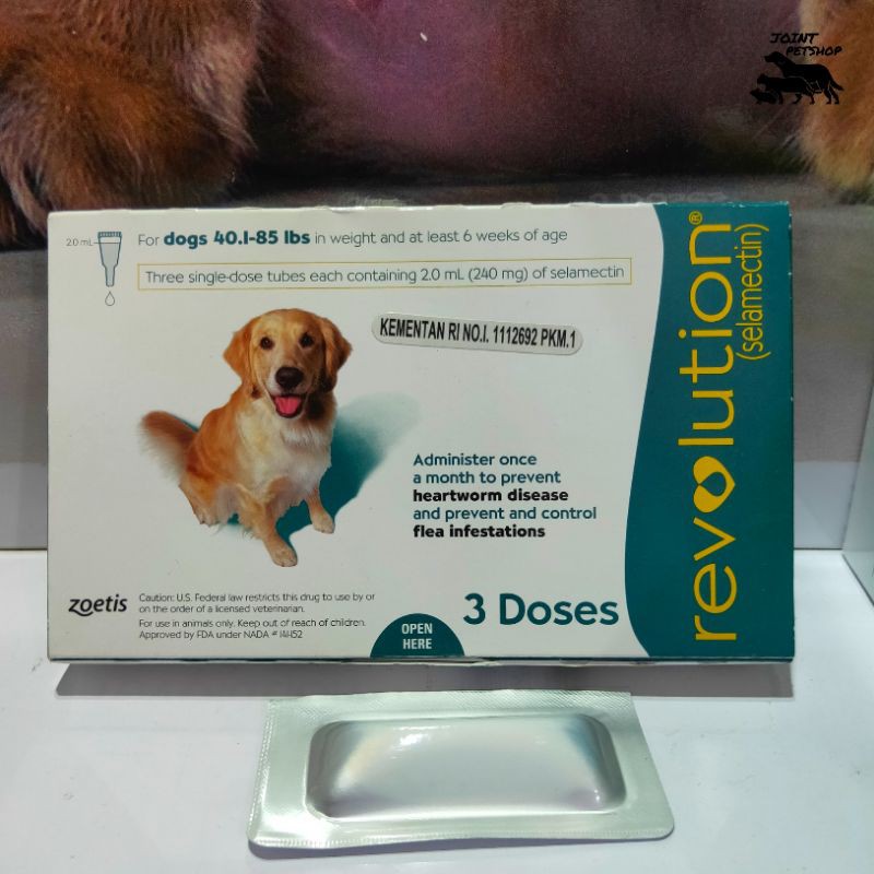 Jual Obat Tetes Kutu Anjing Revolution 40.1-85lbs 1Tube / Berat 20 - 40 ...
