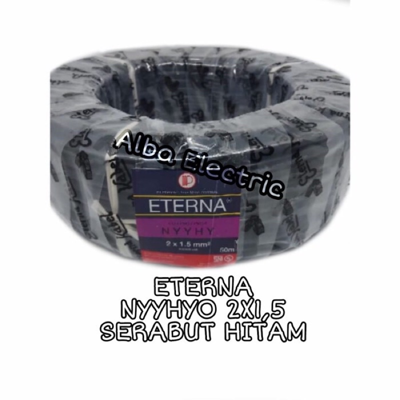 Jual Kabel Listrik Eterna 2x1,5 NYYHY Serabut Harga Permeter Hitam NYY HY 2x1.5 | Shopee Indonesia