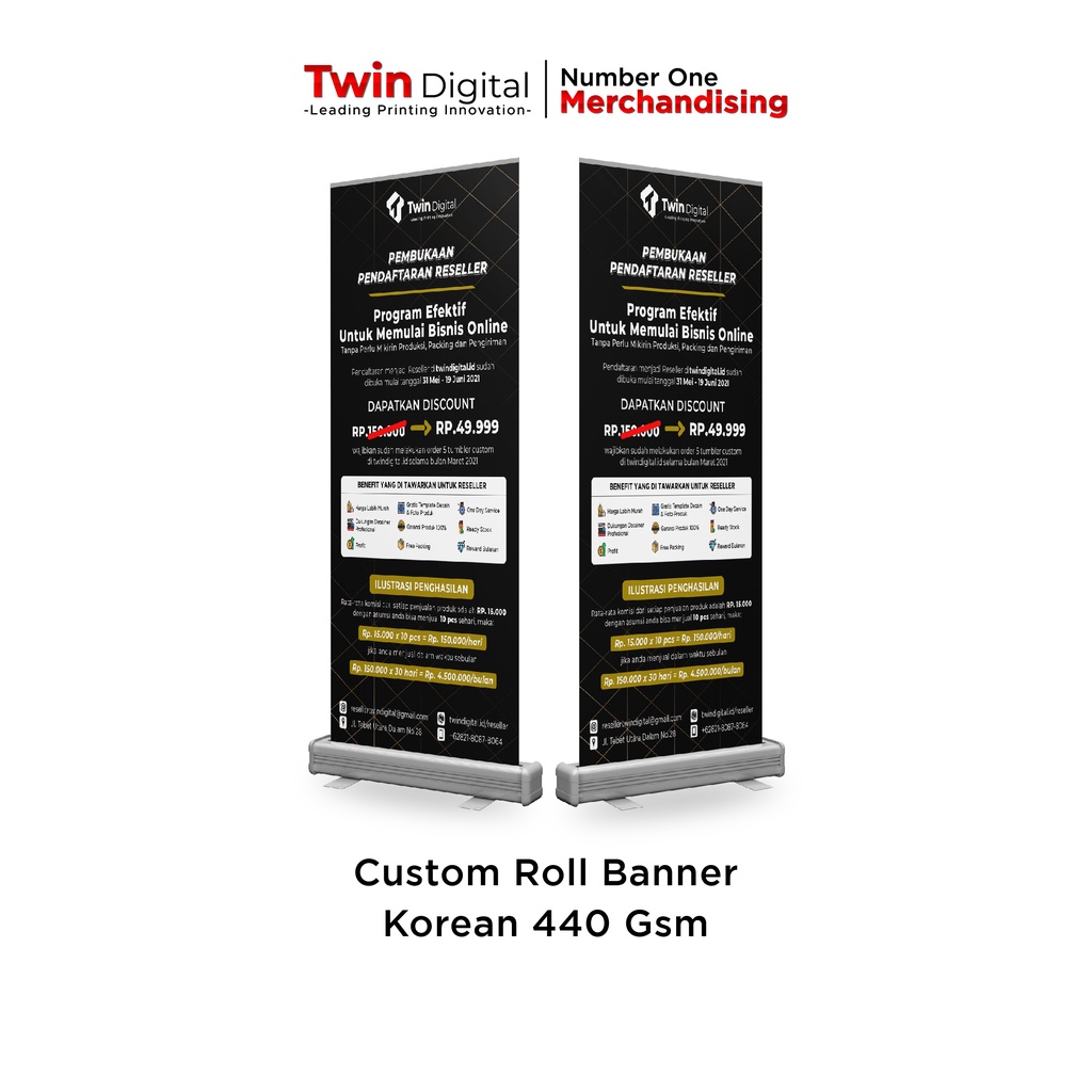 Jual Twindigital Roll Up Banner Standing Display - Flexy Korea 440gsm | Shopee Indonesia