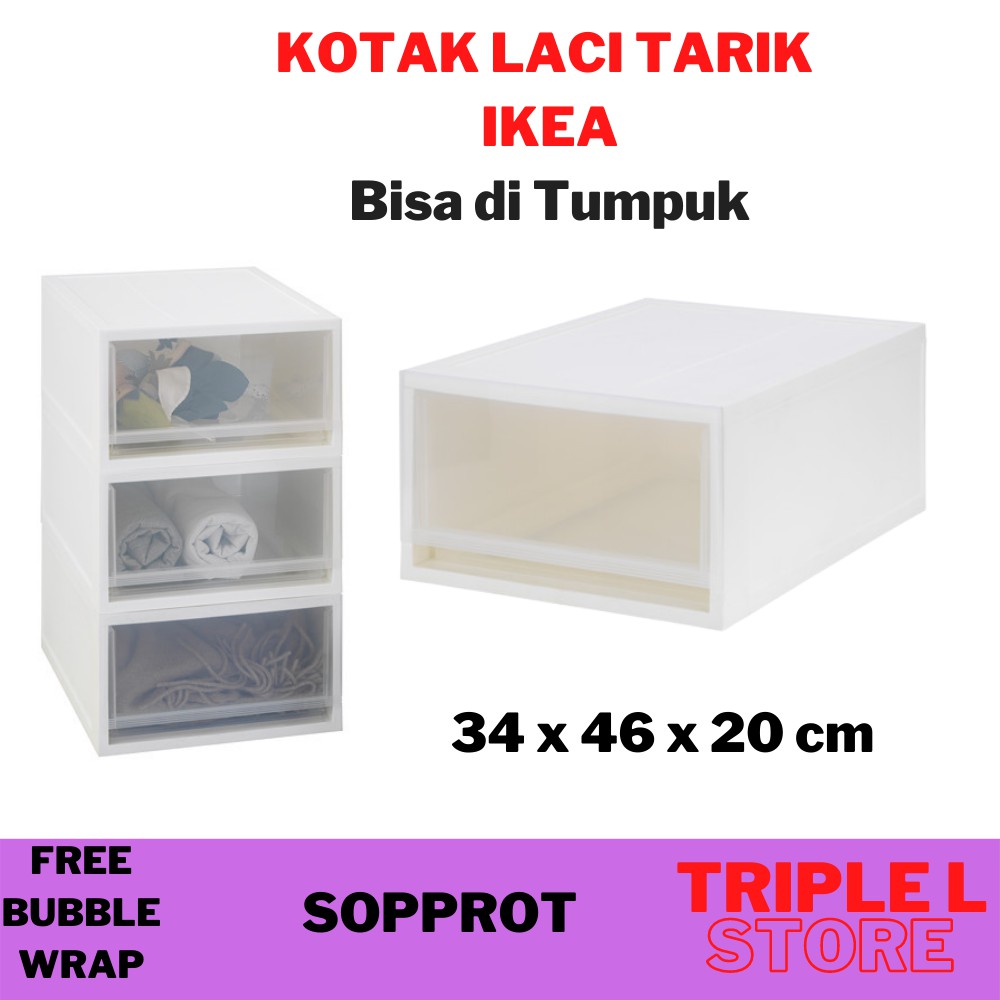 Jual Kotak penyimpanan Rak Laci tarik Putih Transparan Bisa Di Tumpuk ...