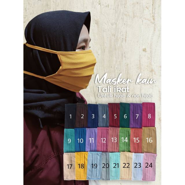 Jual Masker kain tali hijab dan non hijab / banyak warna / real picture ...
