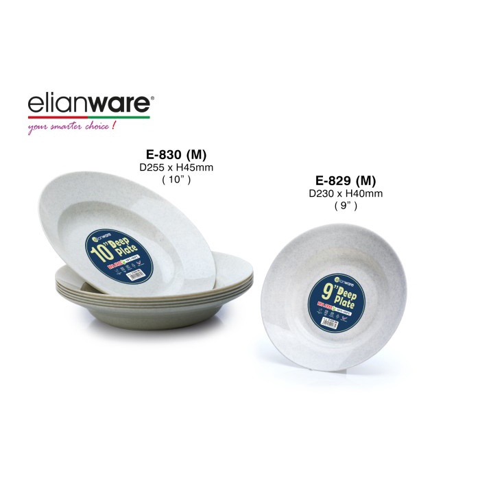 Jual Elianware Marble Deep Dining Plate Piring Makan Set (10" x 6 Pcs ...