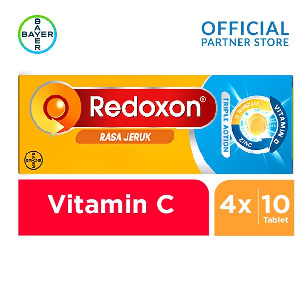 Jual Redoxon Vitamin C + Zinc Rasa Jeruk 10 Tablet x 4 unit | Shopee ...