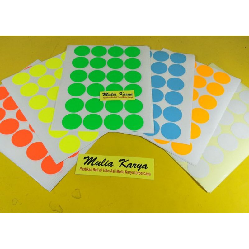 Jual HVS Warna Sticker Bulat 32mm cci / Label Sticker Bulat Warna Warni ...