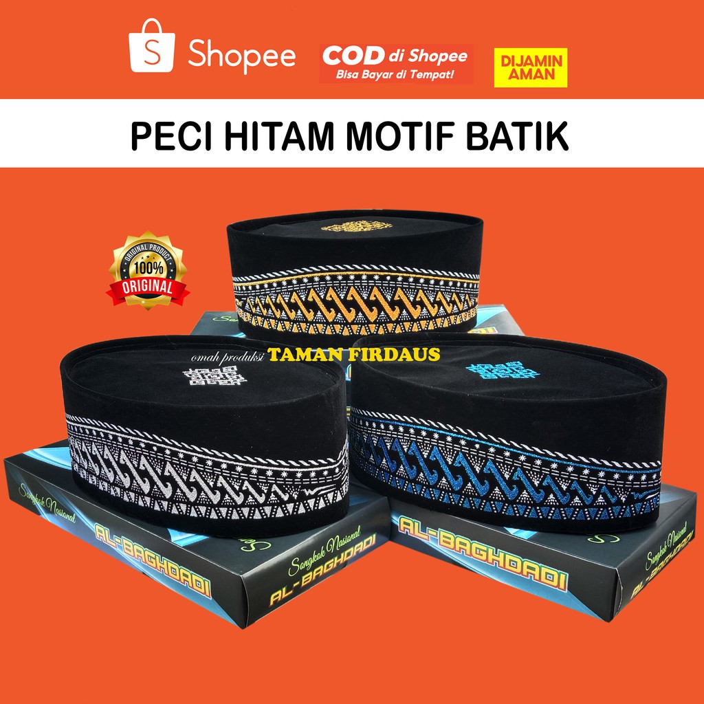 Jual Peci Anak Dan Dewasa Peci Hitam Motif Batik Peci Hitam Motif Peci ...