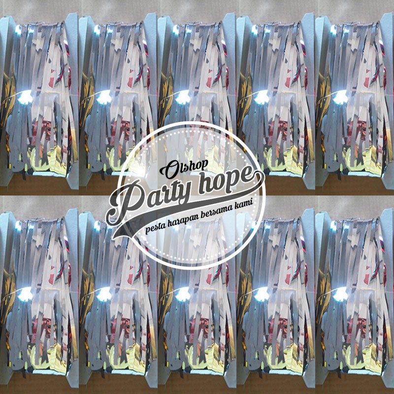 Jual tirai foil silver / backdrop silver / foil fringe curtain ...