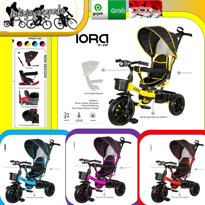 Jual Sepeda roda tiga stroller PMB IORA T-17 - T -27 Fitur Kursi hadap ...