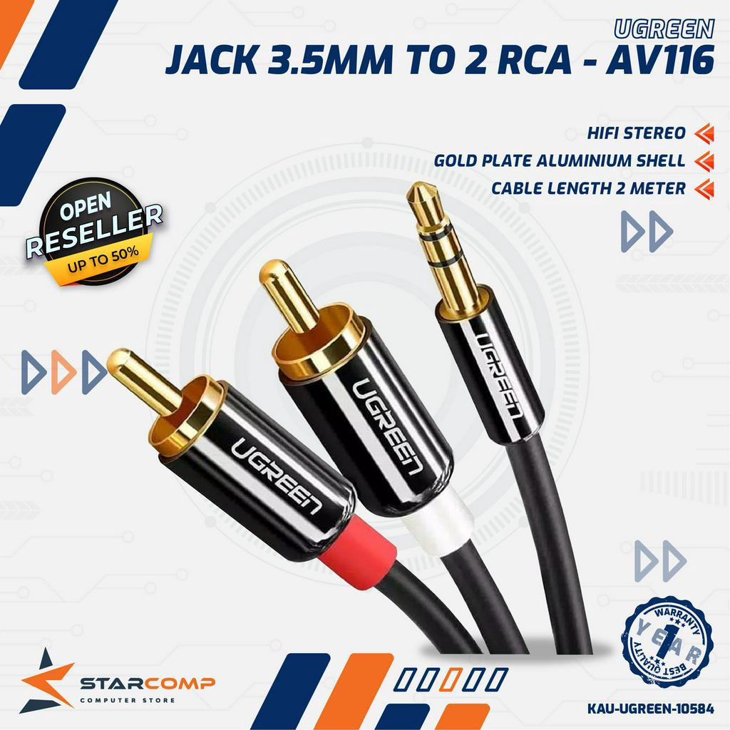 Jual Ugreen AV116 Kabel Audio Jack 3.5mm to 2RCA Audio RCA Splitter Y Hifi | Shopee Indonesia