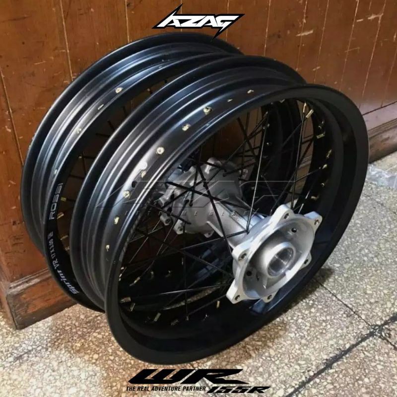 Jual VELG SET SUPERMOTO YAMAHA WR155 ROSSI HITAM TROMOL FULL SET ...