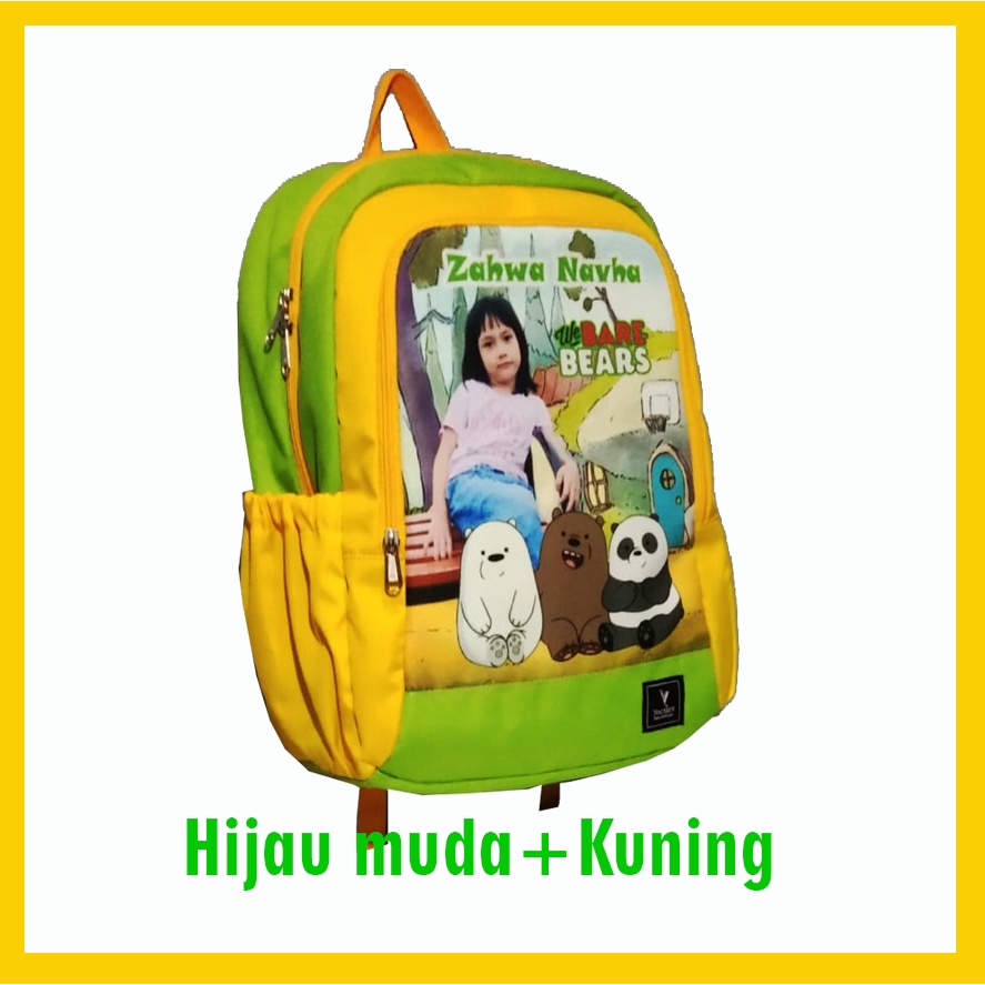 Jual YOCTARA T38+ | Tas Anak Pakai Foto Nama Karakter Bare Bears Tas ...