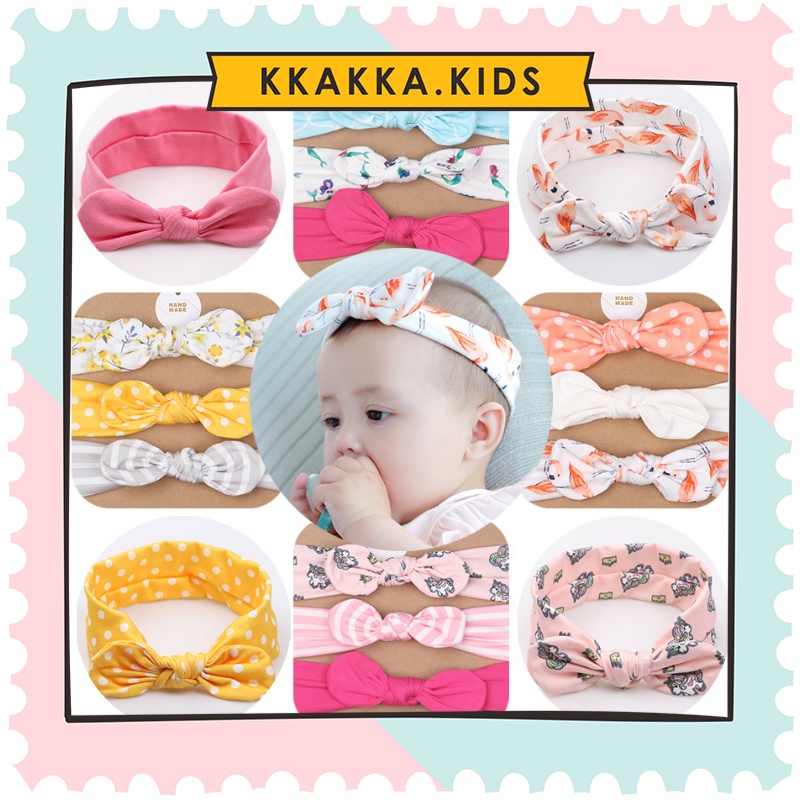 Jual Set bandana anak / bando bayi kain elasitis isi 3 pcs | Shopee ...