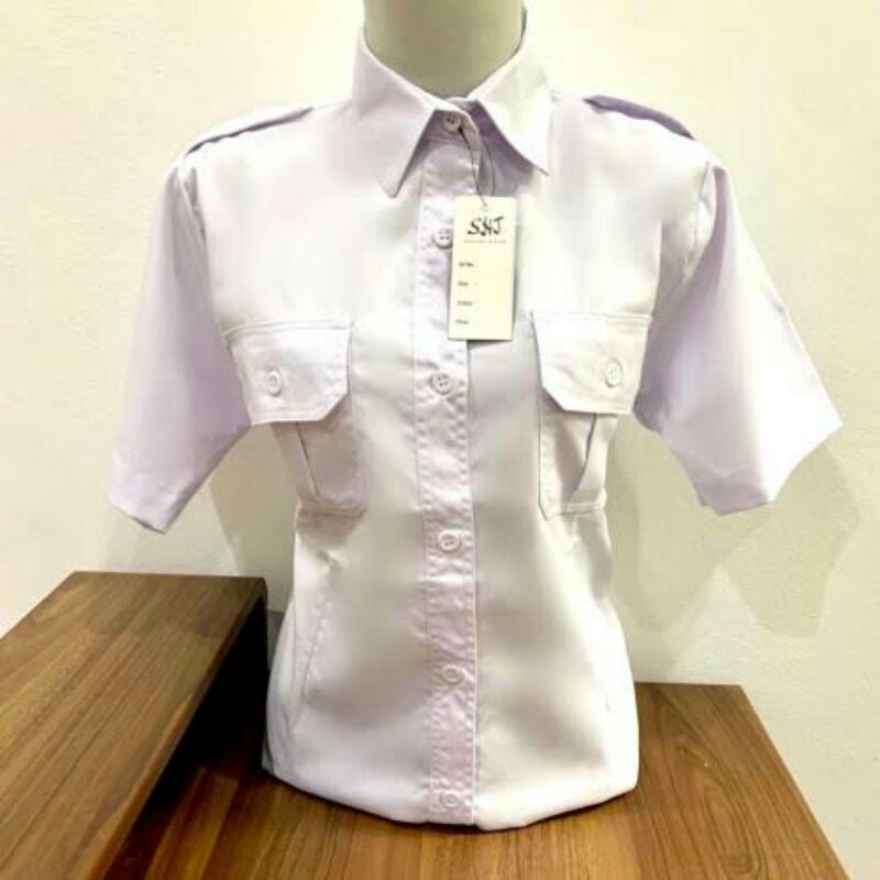 Jual KEMEJA PDL PDH PUTIH LENGAN PENDEK 2 SAKU DEPAN 2 PANGKAT KANAN ...