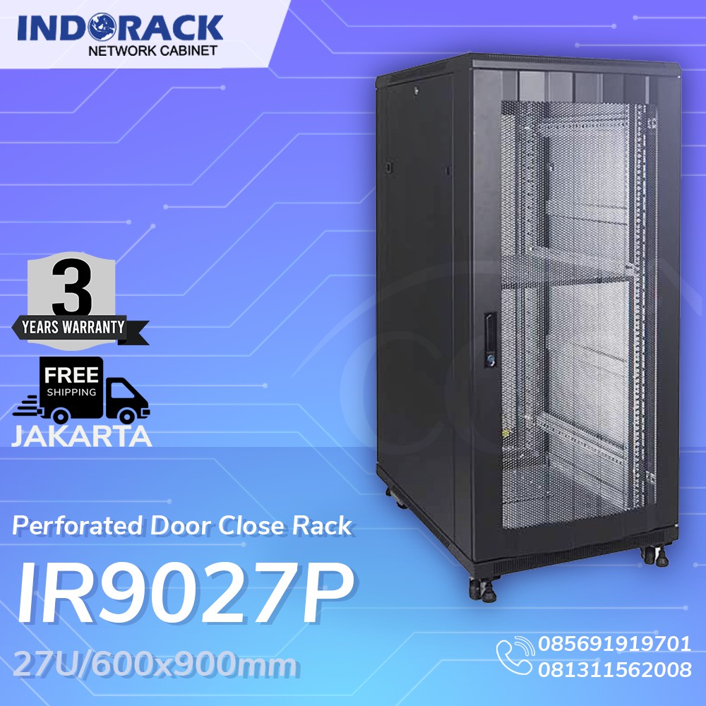 Jual INDORACK CLOSE RACK 27U DEPTH 900MM PERFORATED DOOR - IR9027P ...